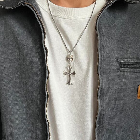 Accessories | Y2k Style Silver Grunge Cross Pendant Necklace | Poshmark